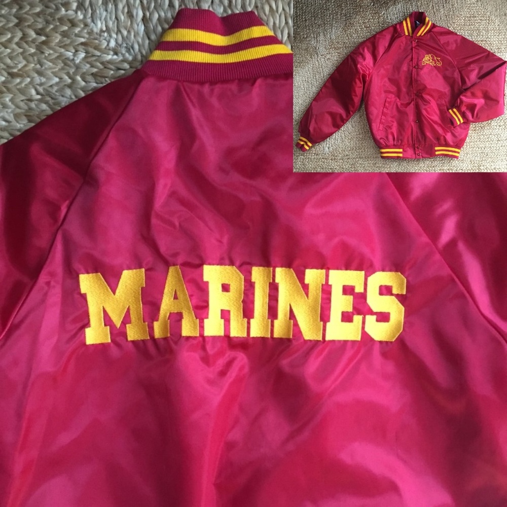 Vintage Westark Usmc Marines Satin Bomber Jacket M - Gem